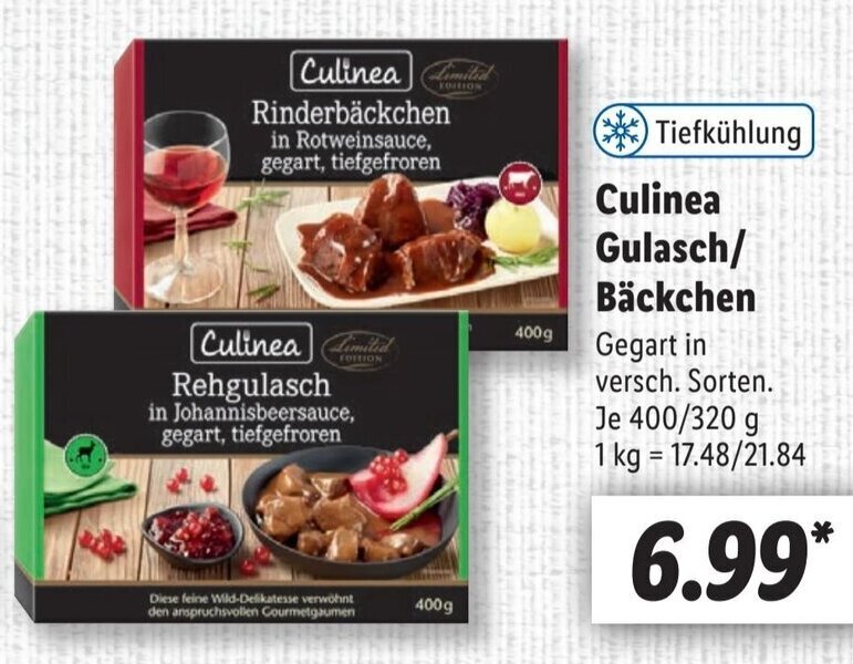 Culinea Gulasch/Bäckchen 400/320 g Angebot bei Lidl