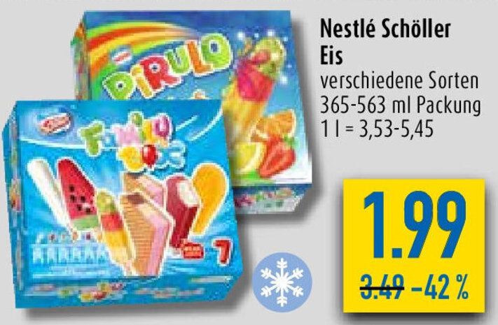 Nestlé Schöller Eis 365-563 ml Packung Angebot bei diska