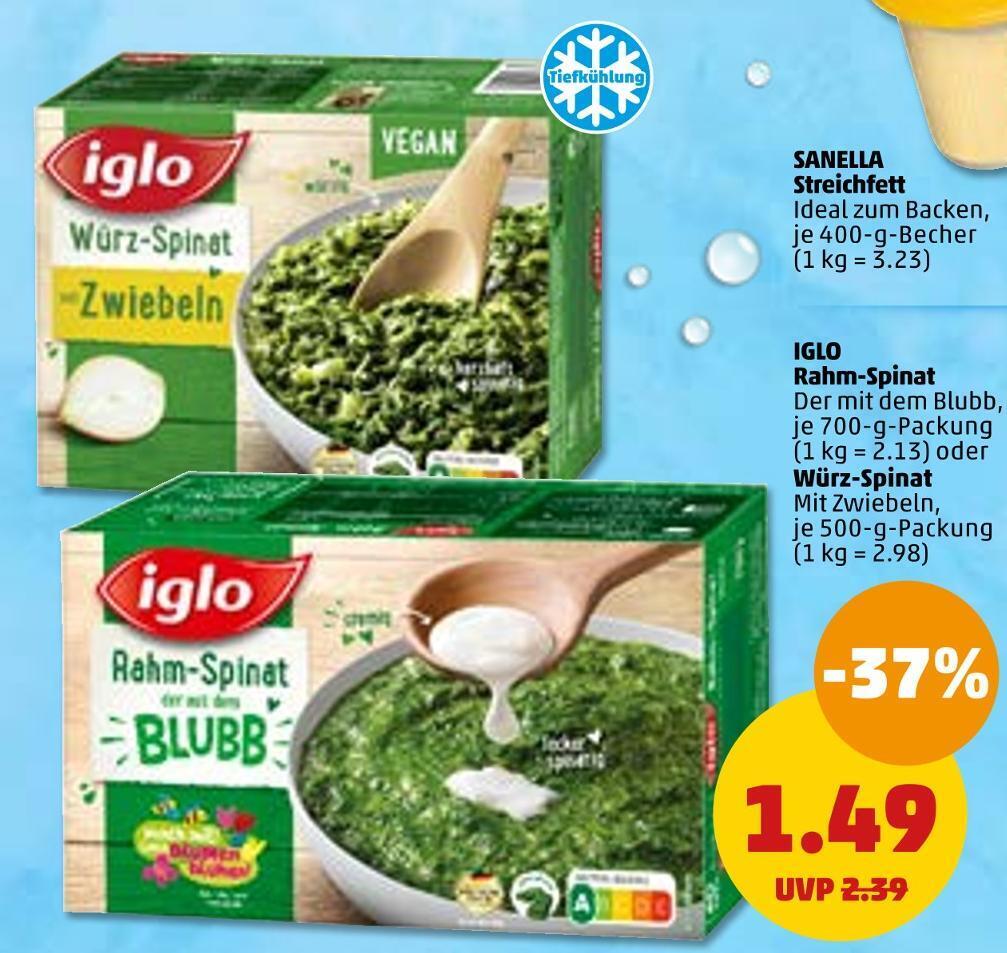 Iglo rahmspinat oder würzspinat Angebot bei PENNY