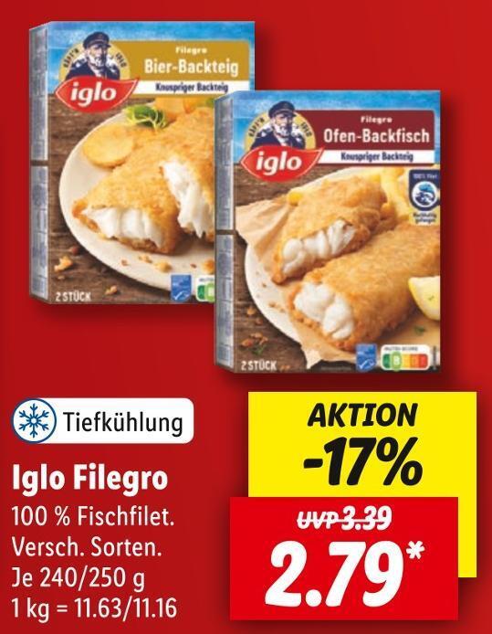 Iglo backfisch filegro Angebot bei Lidl