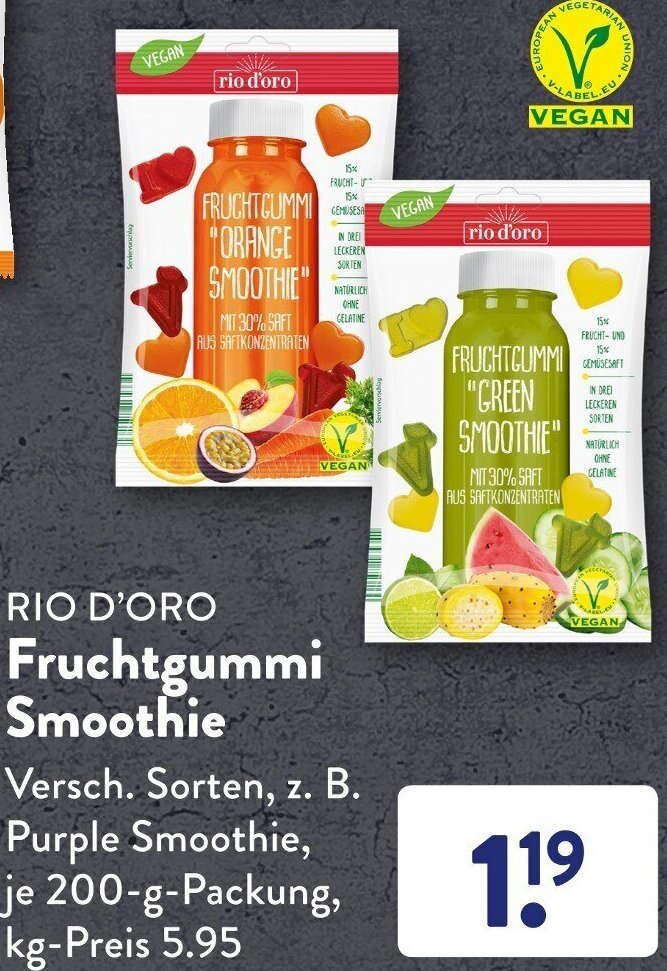 Rio D'Oro Fruchtgummi Smoothie 200 g Packung Angebot bei Aldi Süd