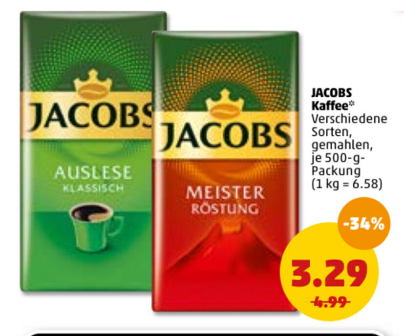 Jacobs Kaffee 500g Angebot bei PENNY