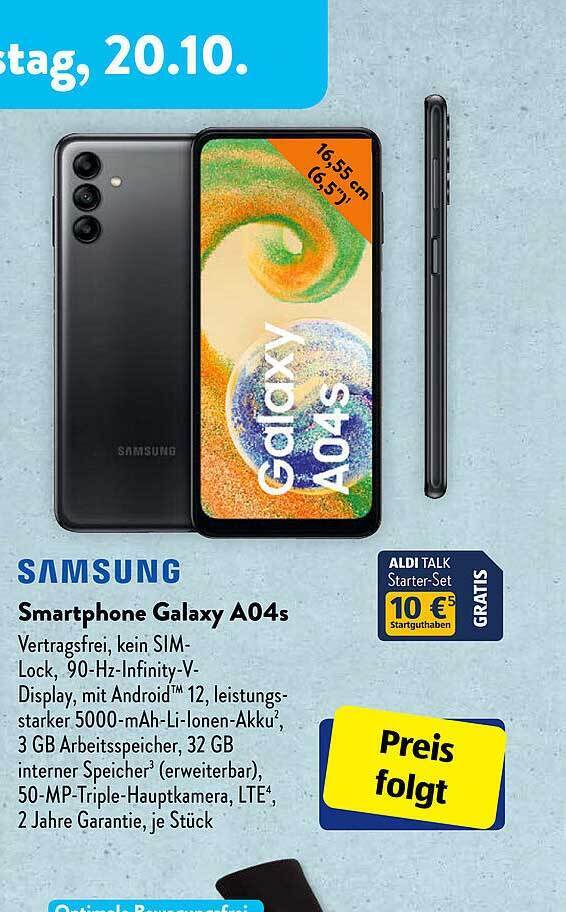 Samsung smartphone galaxy a04s Angebot bei Aldi Süd