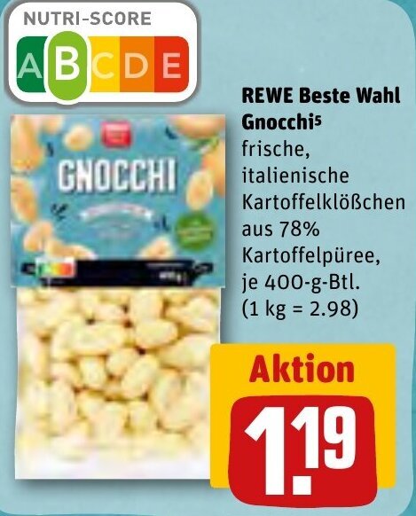 Rewe Beste Wahl Gnocchi 400 g Btl. Angebot bei REWE
