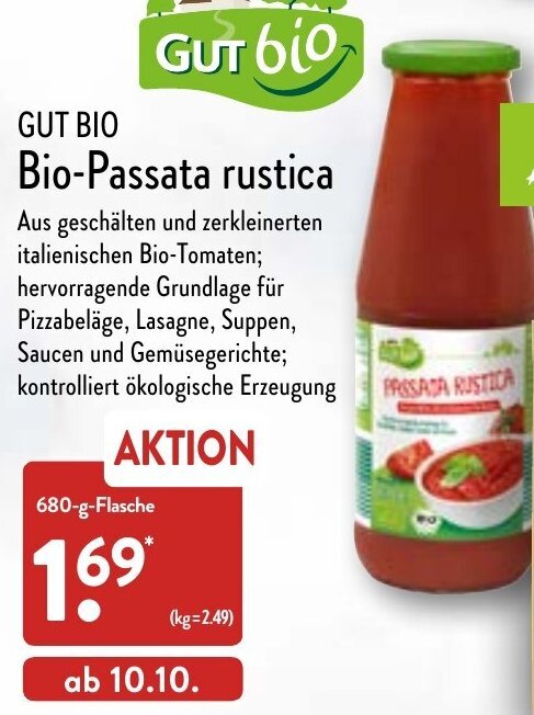Gut Bio Passata rustica 680 g Flasche Angebot bei Aldi Nord