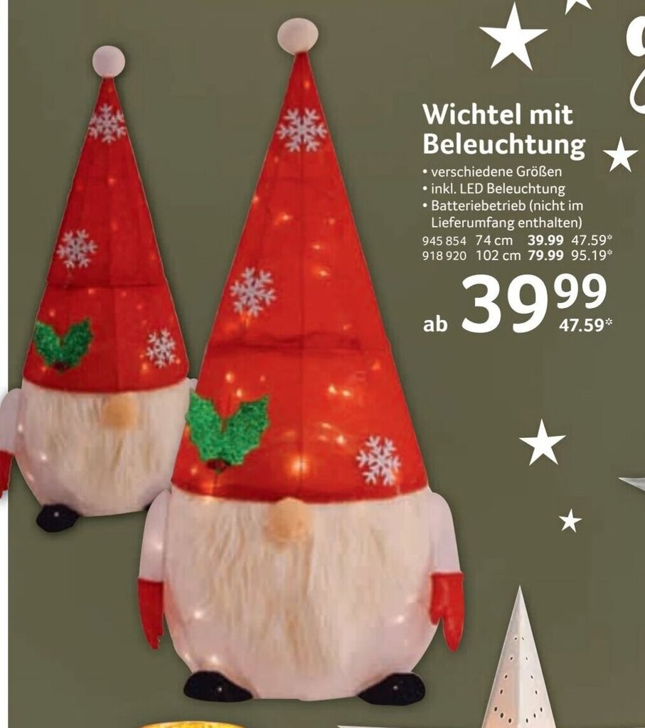 Wichtel mit Beleuchtung 74 cm Angebot bei Selgros