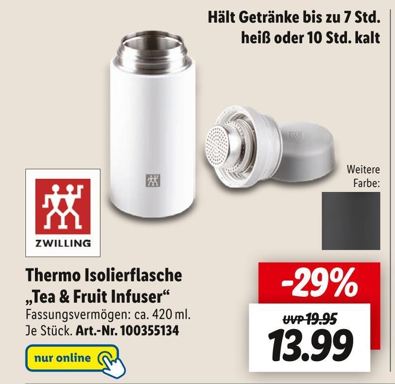Zwilling Thermo Isolierflasche „Tea & Fruit Infuser“ Angebot bei Lidl