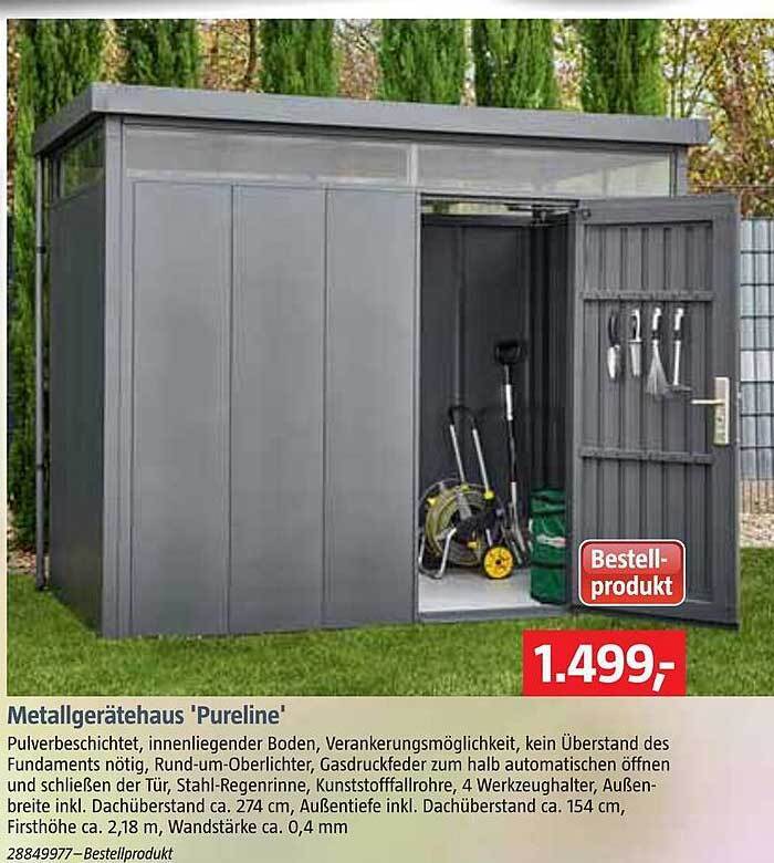 Metallgerätehaus 'pureline' Angebot bei Bauhaus