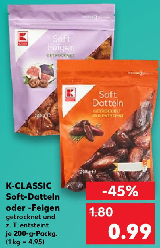 K-Classic Soft Datteln oder Feigen 200 g Packg. Angebot bei Kaufland