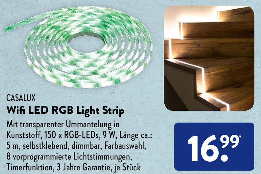 Casalux Wifi LED RGB Light Strip Angebot bei Aldi Süd