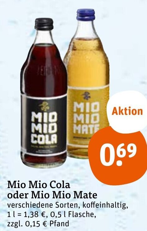 Mio Mio Cola oder Mio Mio Mate 0,5 L Flasche Angebot bei tegut