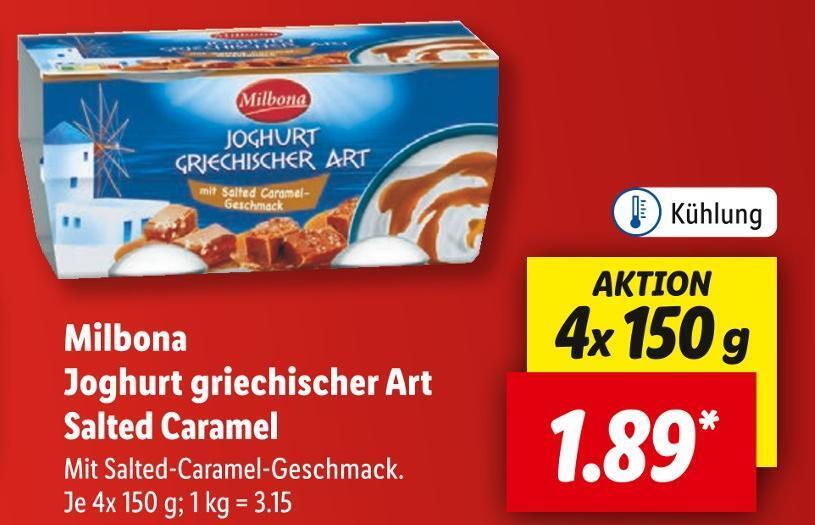 Milbona joghurt griechischer art salted caramel Angebot bei Lidl