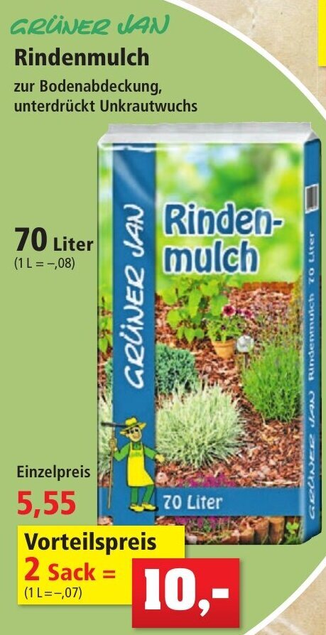 Grüner Jan Rindenmulch 70 Liter Angebot bei Thomas Philipps