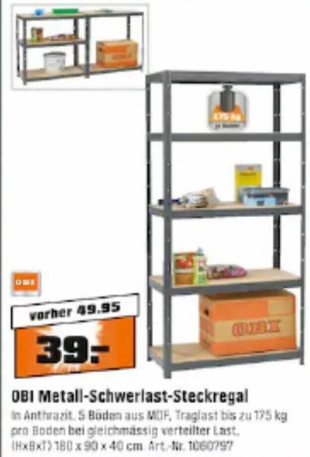 OBI Metall Schwerlast Steckregal Angebot bei OBI