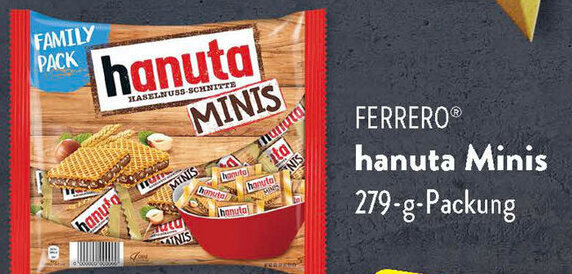 Ferrero Hanuta Minis 279 g Packung Angebot bei Aldi Süd