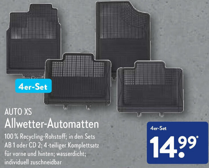 Auto XS Allwetter Automatten Angebot bei Aldi Nord