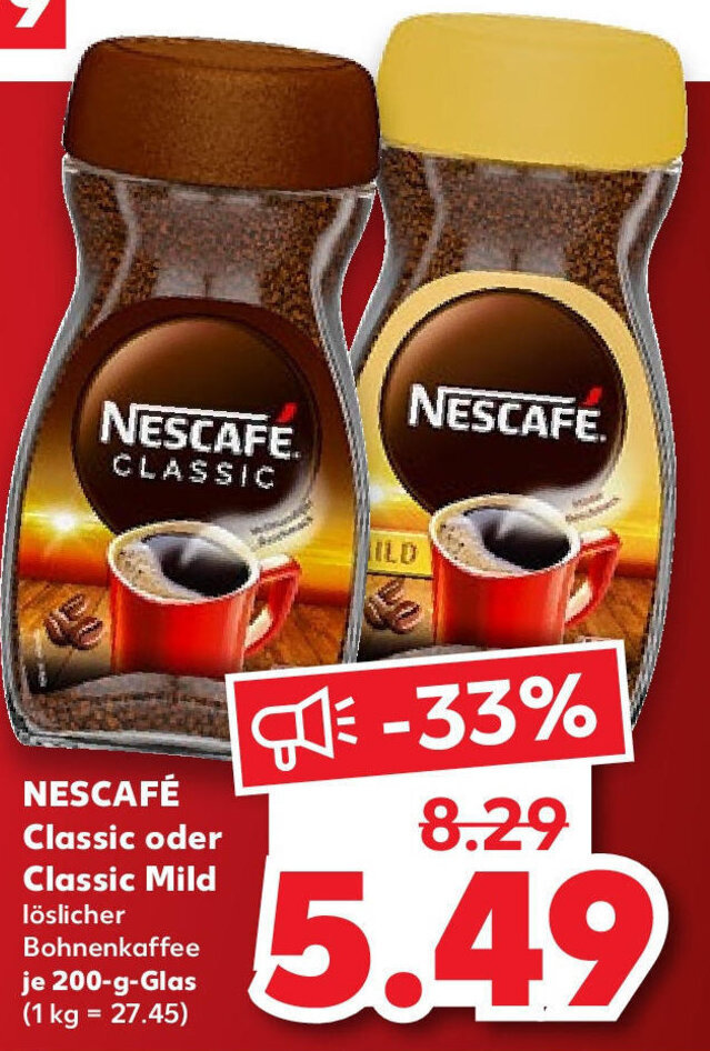 Nescafé Classic oder Classic Mild 200 g Glas Angebot bei Kaufland