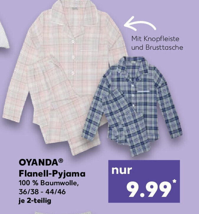 Oyanda Flanell-Pyjama je 2-teilig Angebot bei Kaufland