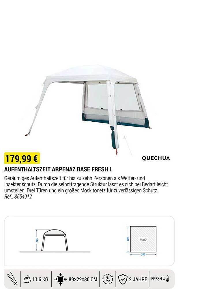 Quechua aufenthaltszelt arpenaz base fresh l Angebot bei Decathlon