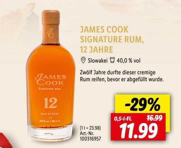 James cook signature rum, 12 jahre Angebot bei Lidl