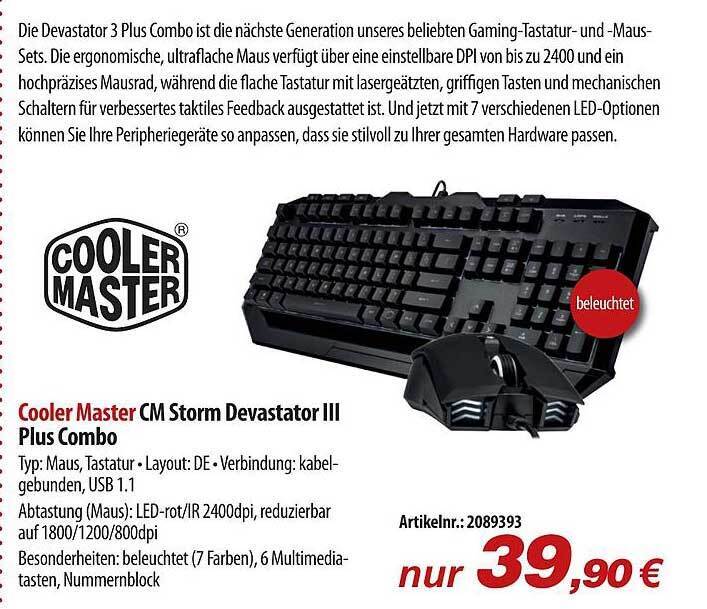 Cooler master cm storm devastator iii plus combo Angebot bei ACom PC
