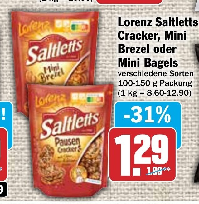 Lorenz Saltletts Cracker, Mini Bagels o. Mini Brezel 100-150g Angebot ...