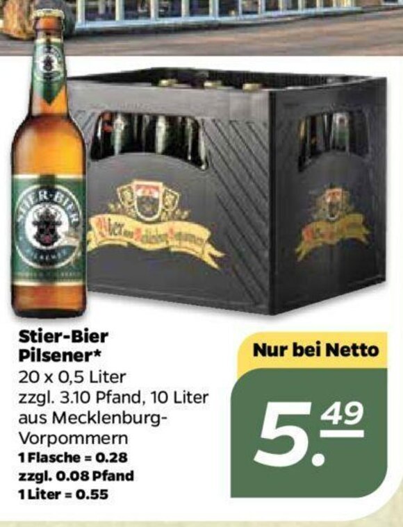 Stier Bier Pilsener 20x0,5L Angebot bei NETTO