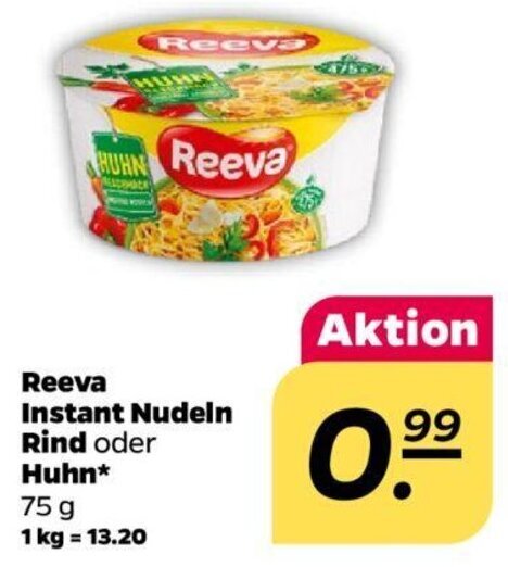 Reeva Instant Nudeln Rind oder Huhn 75 g Angebot bei NETTO