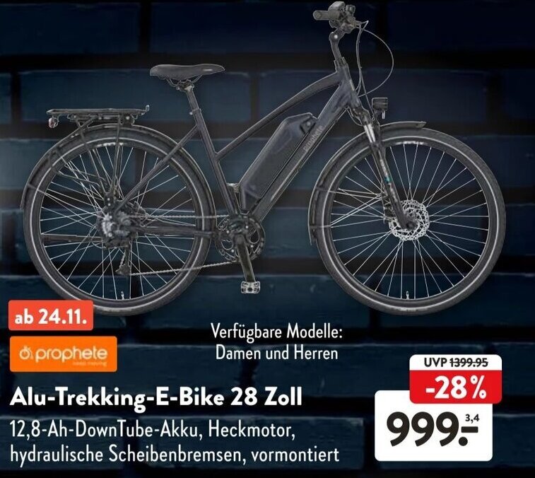 Prophete Alu Trekking E-Bike 28 Zoll Angebot bei Aldi Süd