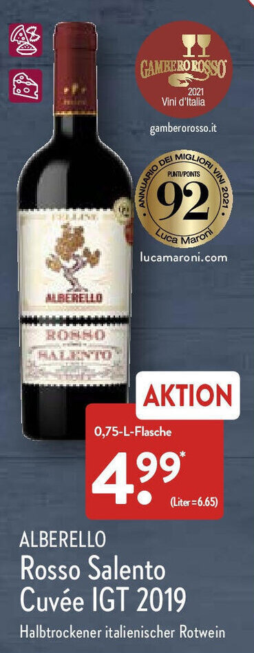 Alberello Rosso Salento Cuvée IGT 2019 Angebot bei Aldi Nord