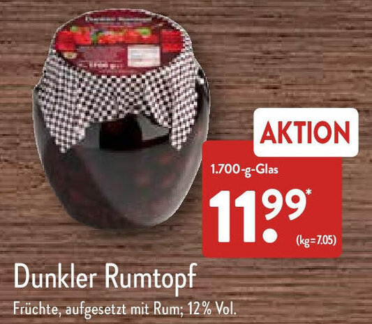 Dunkler Rumtopf 1700 g Glas Angebot bei Aldi Nord