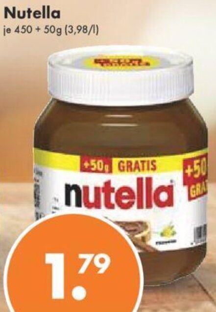 Nutella 450g+50g Angebot bei Trink und Spare