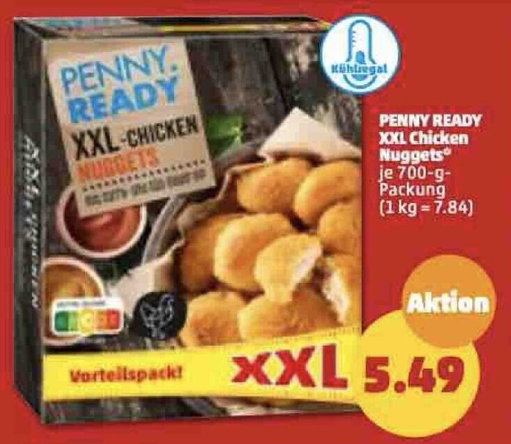 Penny Ready XXL Chicken Nuggets 700 g Packung Angebot bei PENNY