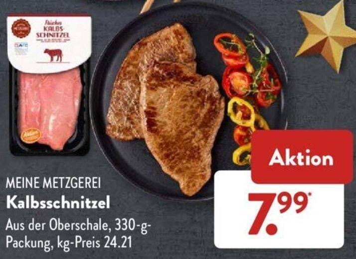 Meine Metzgerei Kalbsschnitzel 330 g Packung Angebot bei Aldi Süd