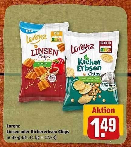 Lorenz linsen oder kichererbsen chips Angebot bei REWE Kaufpark