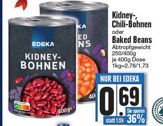 Edeka kidney-chili-bohnen oder baked beans Angebot bei Edeka