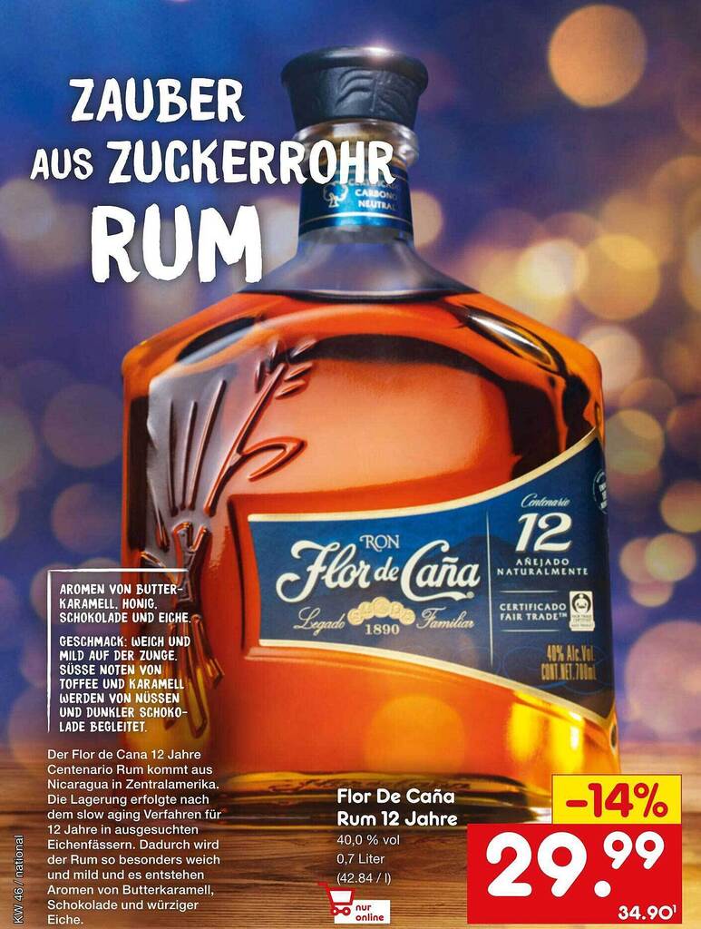 Flor de caña rum 12 jahre Angebot bei Netto Marken-Discount