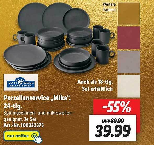 Van well porzellanservice „mika“, 24-tlg. Angebot bei Lidl