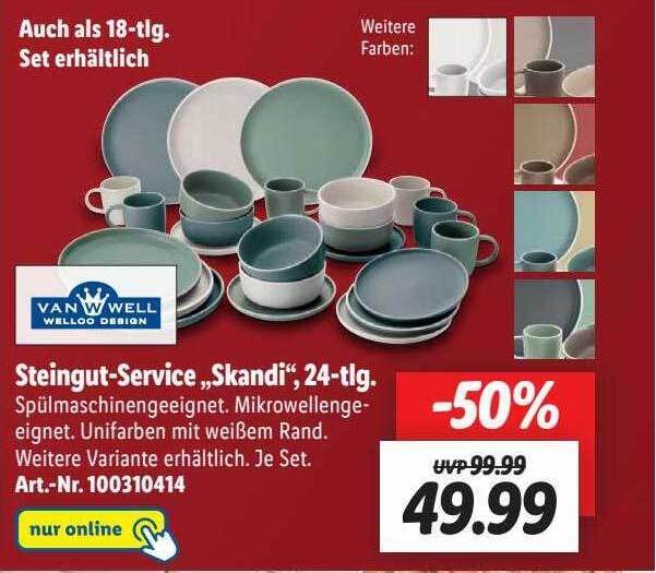 Van well steingut-service „skandi“; 24-tlg Angebot bei Lidl