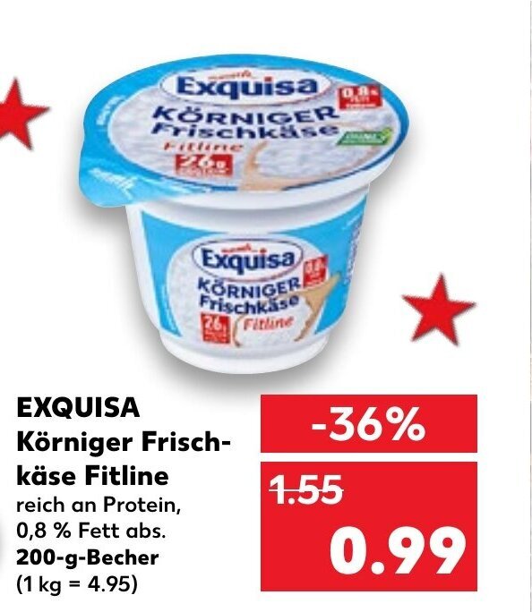 Exquisa Körniger Frischkäse Fitline 200-g-Becher Angebot bei Kaufland