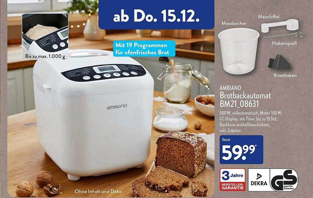 Ambiano brotbackautomat bm21-08631 Angebot bei Aldi Nord