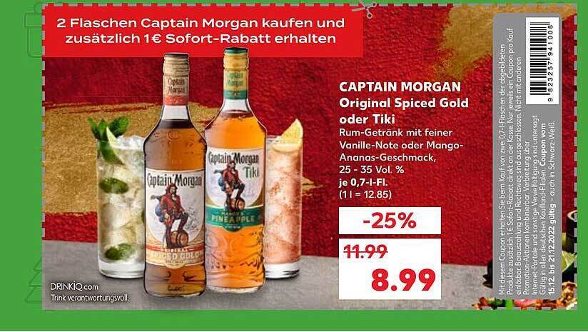Captain morgan original spiced gold oder tiki Angebot bei Kaufland