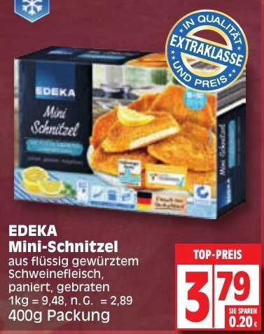 Edeka Mini Schnitzel 400g Packung Angebot bei Edeka