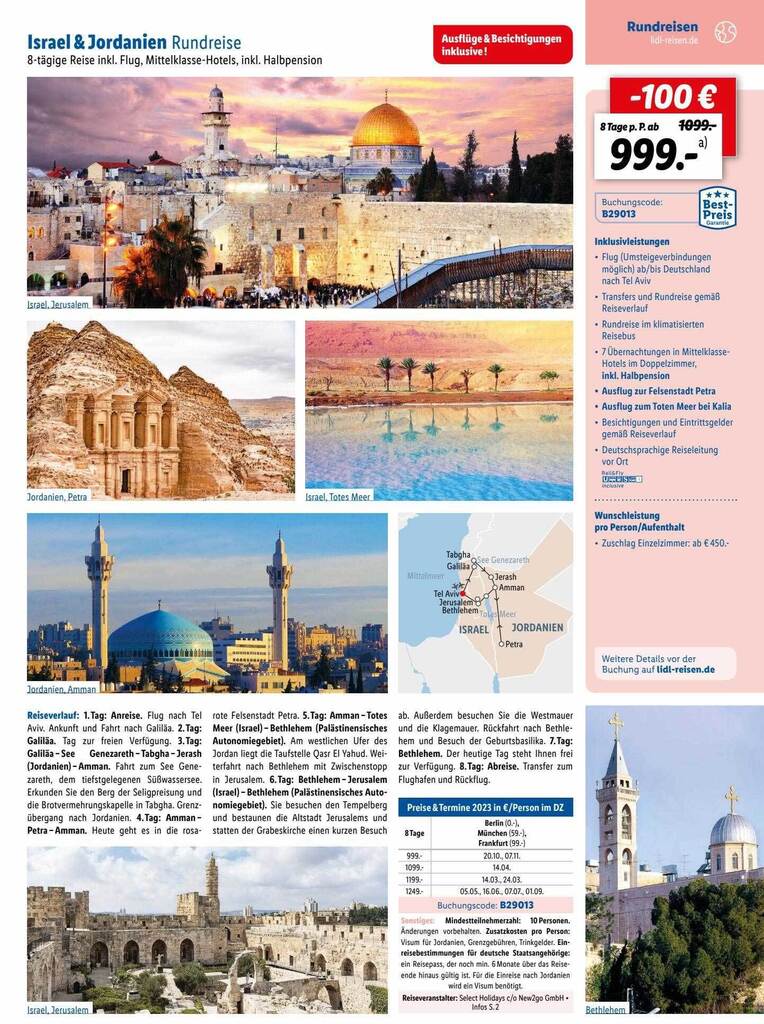 Israel & jordanien rundreise Angebot bei Lidl Reisen