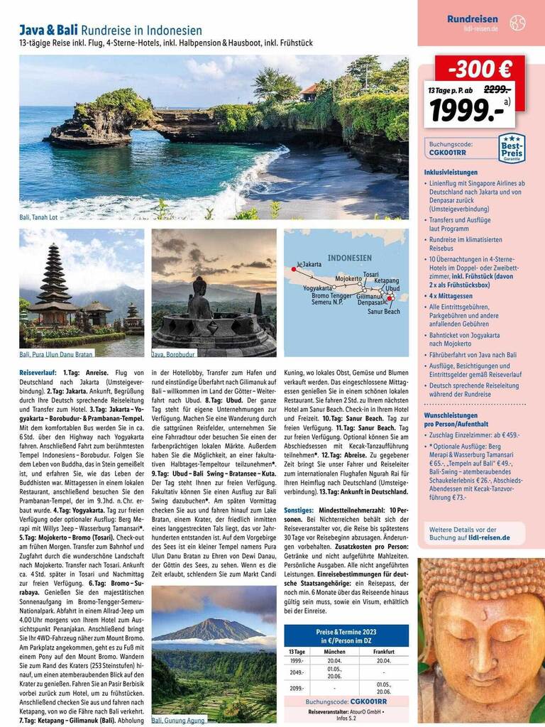 Java & bali rundreise in indonesien Angebot bei Lidl Reisen