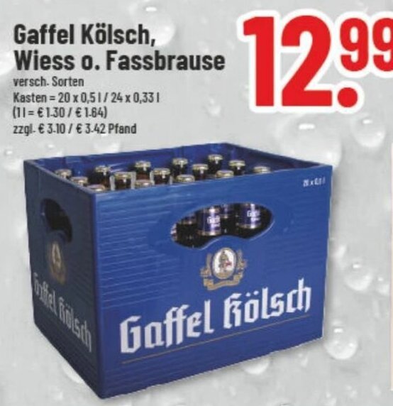 Gaffel Kölsch, Wiess oder Fassbrause 20x0,5/24x0,33 L Angebot bei trinkgut