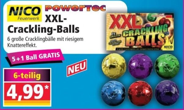 Nico Powertec XXL Crackling Balls 6-teilig Angebot bei Norma