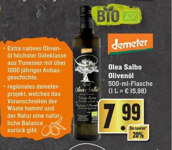 Demeter olea salbo olivenöl Angebot bei Scheck-in-Center