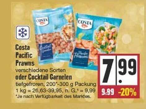 Costa pacific prawns oder cocktail garnelen Angebot bei Edeka