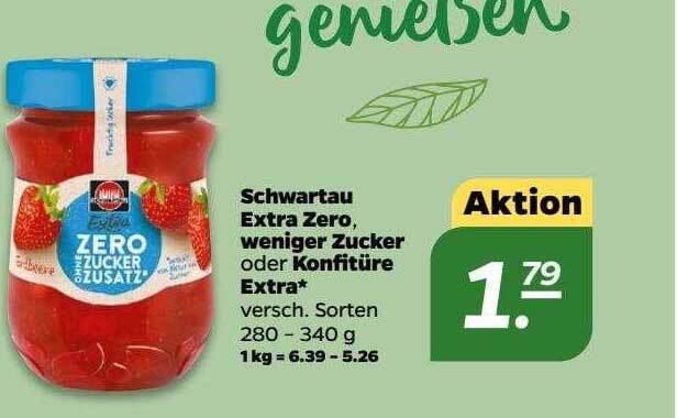 Schwartau extra zero, weniger zucker oder konfitüre extra Angebot bei NETTO